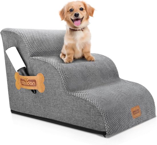 Dog Stairs Ramp for Pets - Foam 3 Steps with Lint Roller Ladder for ...
