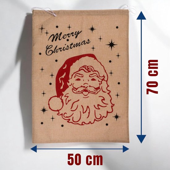 XXL natuurlijke jutezak met rood Merry Christmas kerstmotief - 50 x 70 ...