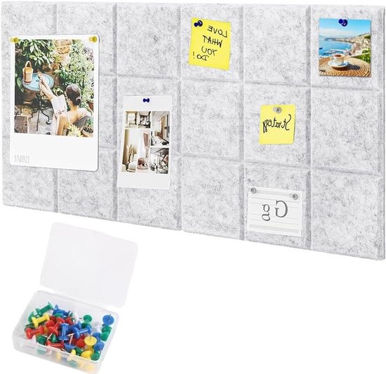 Vilten prikbord 8 stuks zelfklevend 30 x 30 cm met priknaalden - Set ...