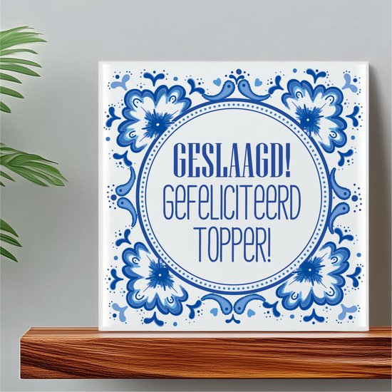 Bellatio Decorations Geslaagd cadeau tegel - gefeliciteerd topper ...