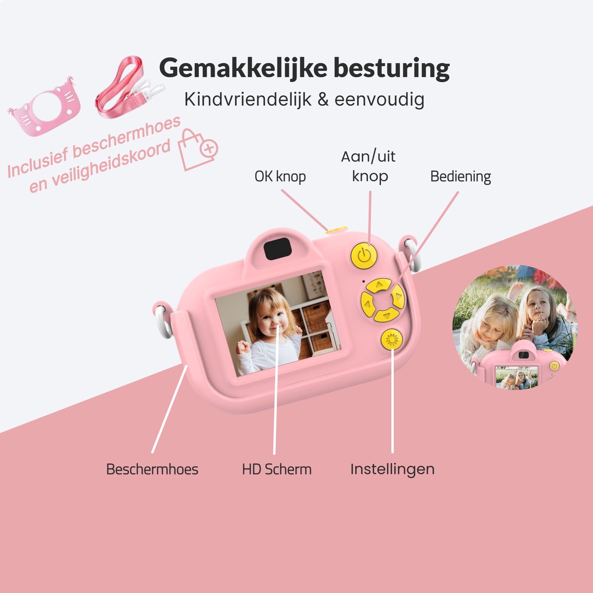 Digitale Kindercamera Vitasy - HD 1080p - Roze - Kinder Camera Digitaal ...
