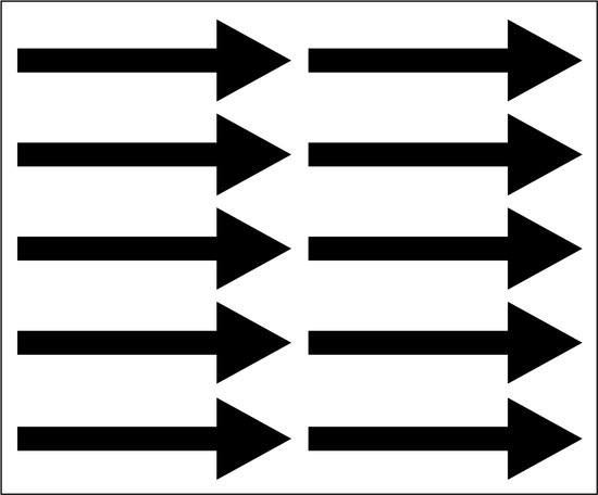 Pijl sticker simpel, zwart 50 x 15 mm - 10 per vel | bol.com