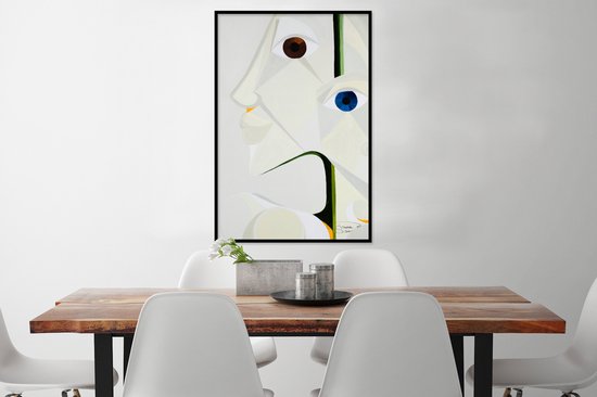 Fotolijst incl. Poster - Gezichten - Ogen - Wit - Abstract - 80x120 cm ...