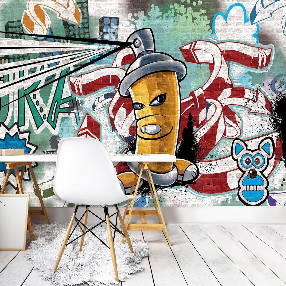 Fotobehang - Vlies Behang - Graffiti - Straatkunst - 312 x 219 cm | bol.com