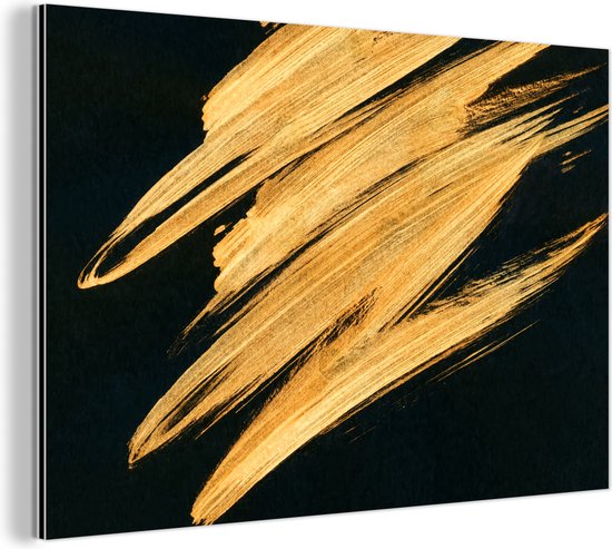 Wanddecoratie Metaal - Aluminium Schilderij Industrieel - Goud - Verf ...