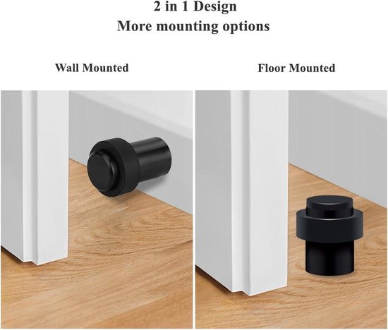 Deurstopper 4-Delige Zwart Vloer - Muur Deurbuffer Roestvrij Staal ...