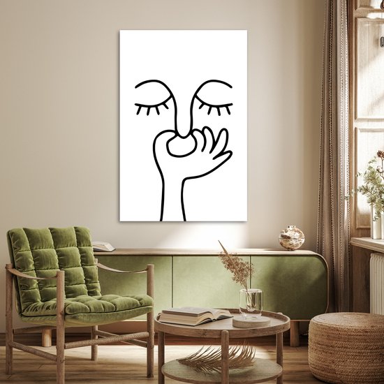Poster 80x120 cm - Line art - Gezicht - Wit - Posters - Wanddecoratie ...