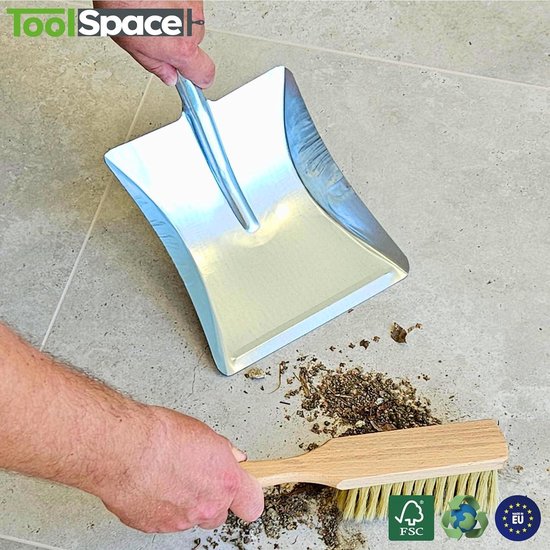 Stoffer-en-blik Veeggarnituur-2-delig met Metalen Stoffer en Handbezem ...