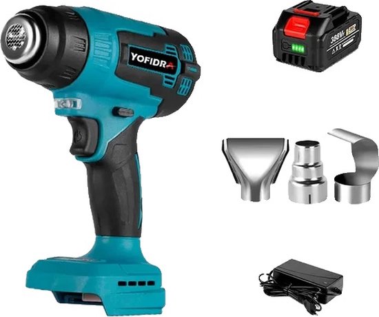 Elektrische heteluchtpistool, draadloze bediening, oplaadbaar met 3 mondstukken., 1... | bol