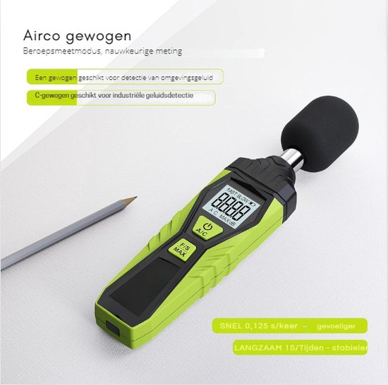 Decibelmeter - Geluidsmeter - Db Meter - Digitaal - Geluidssterkte Meter | bol