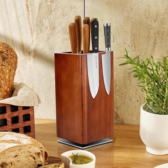 Magnetisch messenblok hout - 360° draaibaar - messenstandaard 25 x 12 ...