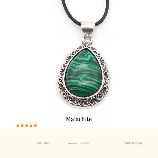 Klassieke Druppelvormige Malachiet Hanger van Takish Jewelry | bol