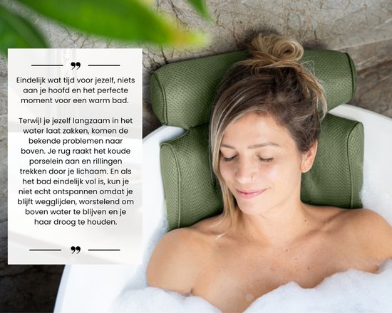 HelloBath® - Luxe Badkussen (afritsbaar) - Kussen voor in bad - Nek- en ...