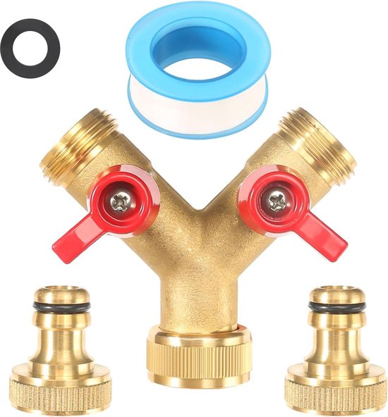 2-weg Y-verdeler 3/4 inch waterverdeler - vernikkeld messing - tuinslangverdeler -... | bol