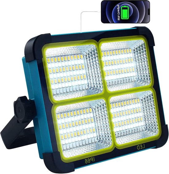 Oplaadbare 100W LED Schijnwerper - Draagbare BouwLamp met 4 Modi ...