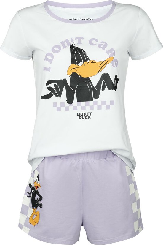 Looney Tunes Daffy Duck - I Don't Care Pyjama wit/paars XXL Katoen - | bol