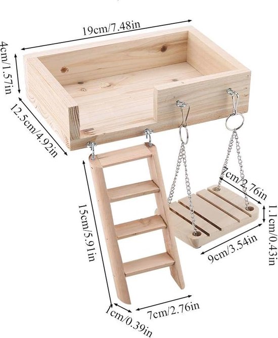 Hamster Platform Ladder Set - Houten Speelgoed voor Hamsters en Kleine ...