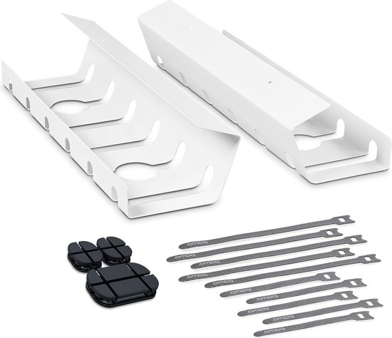 Kabelgoot bureau eenvoudige montage - kabelgoot set van 2 - wit ...