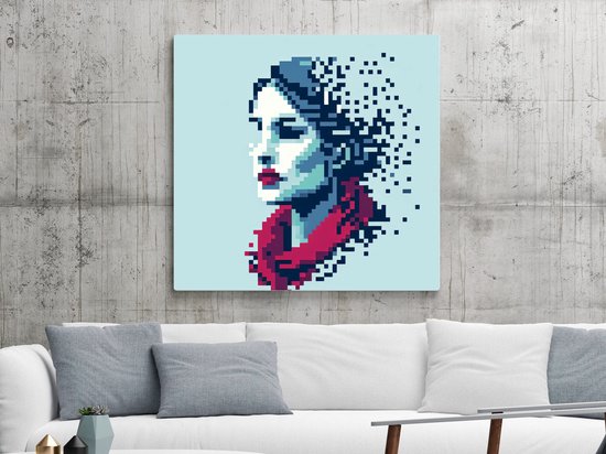 Pixel art vrouw schilderij | Pixelated beauty: A digital masterpiece of ...