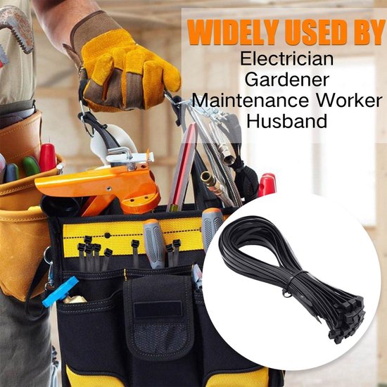 900 mm x 9 mm Rislan zwart brede nylon uv-bestendig 30 stuks ...