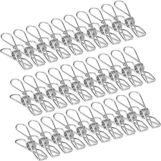 Roestvrij stalen wasknijpers - 50 stuks metaal - multifunctionele clips ...