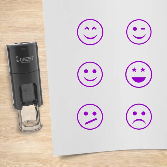 CombiCraft stempelset Smiley paars met 6 stempels | bol