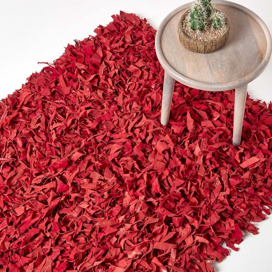Homescapes Dallas leren tapijt, rood, 120 x 180 cm | bol