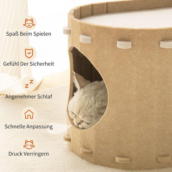 Kattenhuis van vilt - Groot kattenhuis voor binnen - Kattentunnel ...