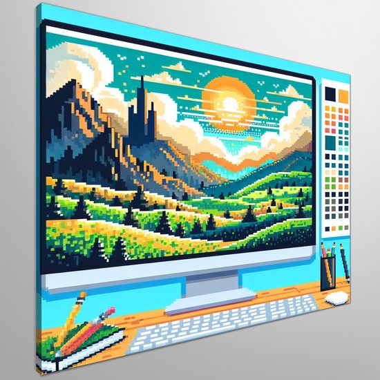 Pixel art landschap schilderij | Infinite digital canvas: a pixelated ...
