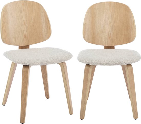 sweeek - Set van 2 stoelen, gebogen hout en gestructureerd krullend ...