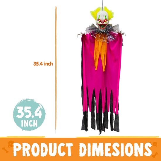 Halloween decoratie - Hangende clowns met LED-ogen (2 stuks) voor ...