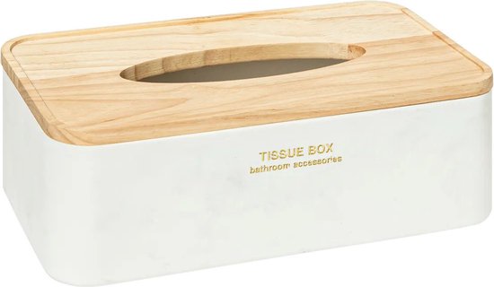 5Five Luxe Tissuedoos/tissuebox Alexa - wit/naturel - polyresin/hout ...