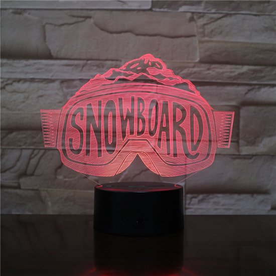 3D Led Lamp Met Gravering - RGB 7 Kleuren - Snowboard | bol