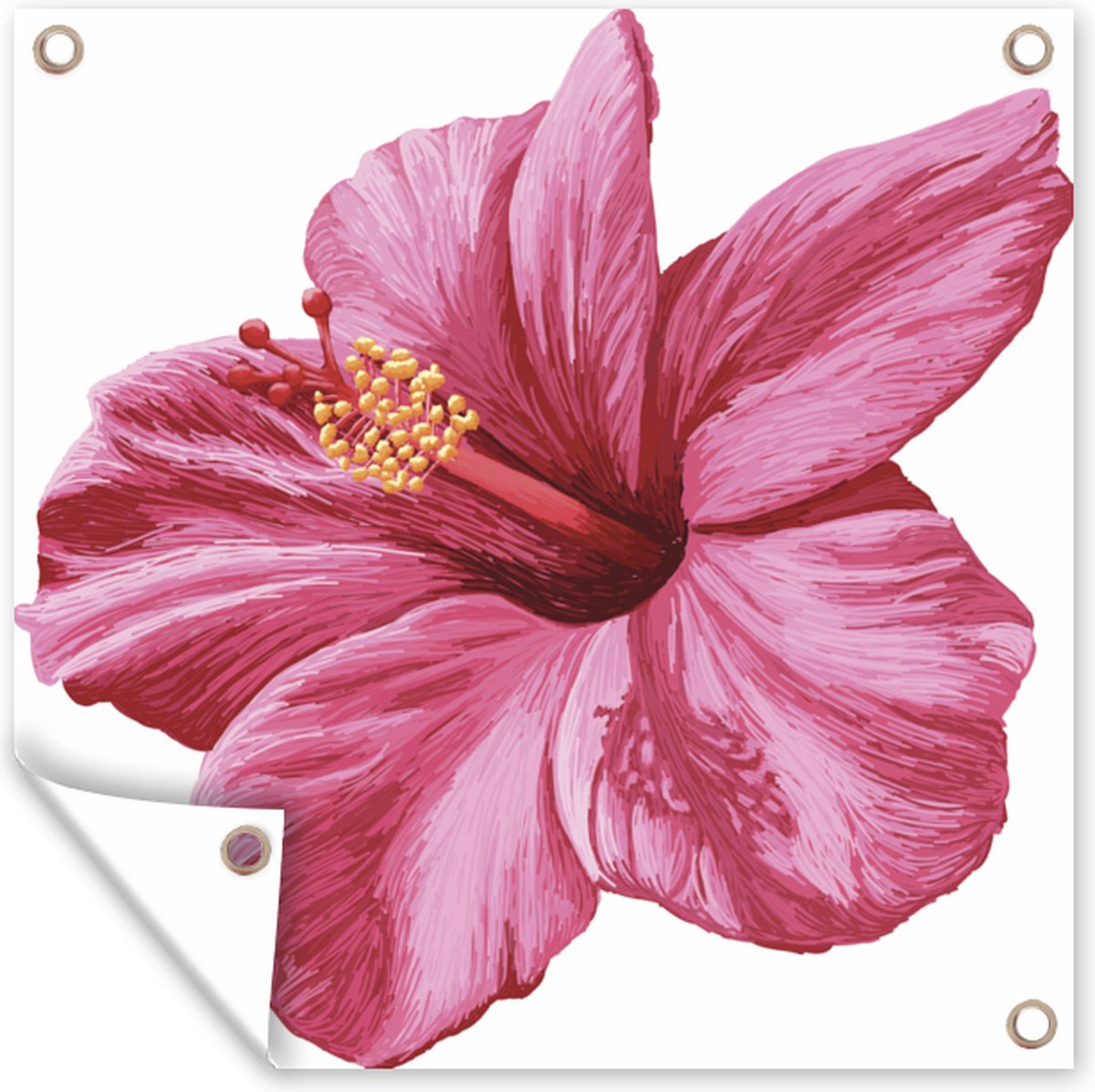 Affiche de Jardin Hibiscus - Rose - dessin - 200x200 cm - Toile de ...