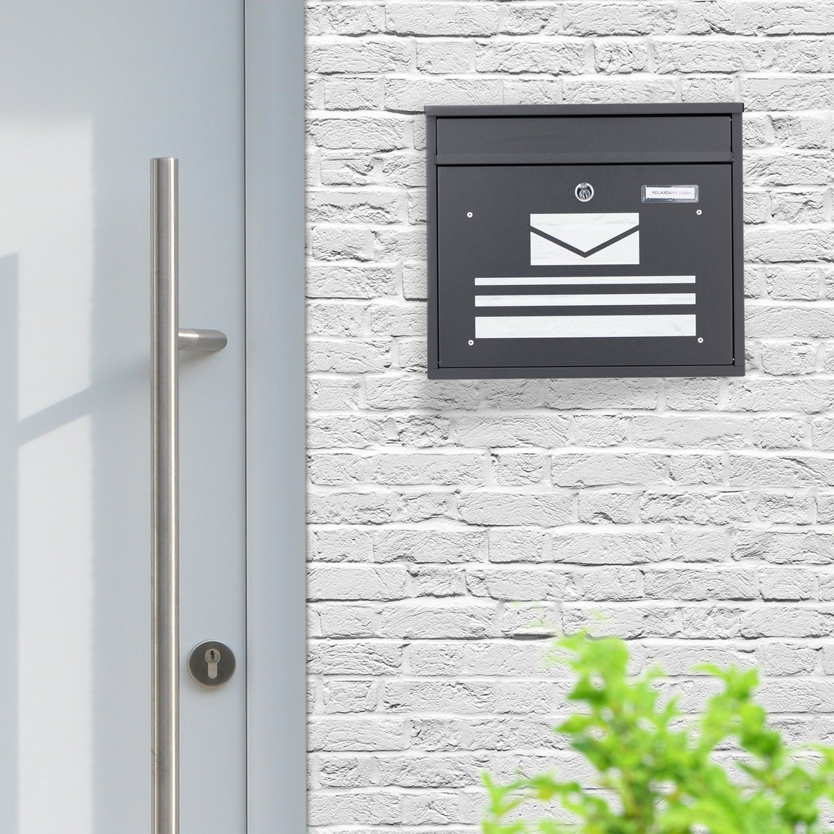 Relaxdays brievenbus met slot - buitenbrievenbus - modern - staal ...