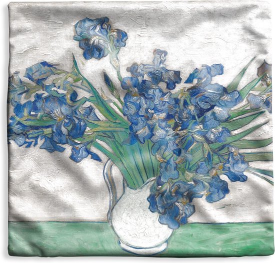 Kussenhoes 50x50 cm - Vaas met Irissen - Vincent van Gogh - Katoen / Polyester - Voor... | bol.com