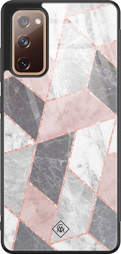 Samsung Galaxy S20 FE hoesje glas - Stone grid - Roze - Hard Case - Casimoda | bol.com