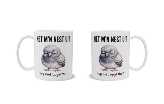 Leuke Mok met Slaperige Baby Duif - Quote Net M'n Nest Uit Nog Niet ...