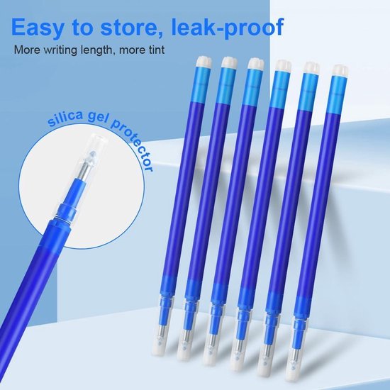 Erasable Gel Pen Refill 12 Pcs Rollerball 0.7mm Smooth Writing Blue Ink ...