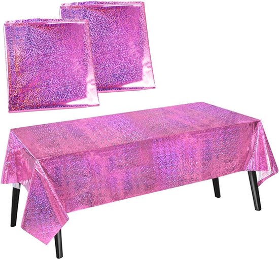 2 Pcs Hot Pink Glitter Birthday Tablecloths - 54 x 108 inches ...