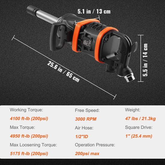 Impact Wrench - Air Impact Wrench - Reverse Torque - 6000N - Pneumatic ...