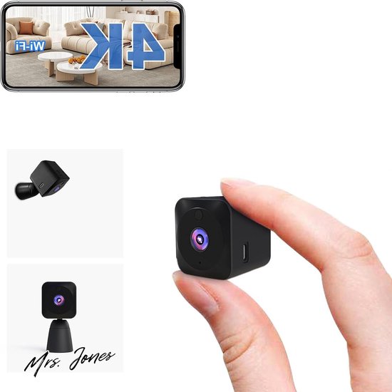 Mrs. Jones Spionagecamera WiFi 4K HD mini-bewakingscamera voor binnen ...
