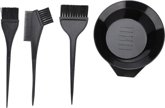4 stuks haarverfkwasten en bowl-set professionele kapsalon kleuring ...