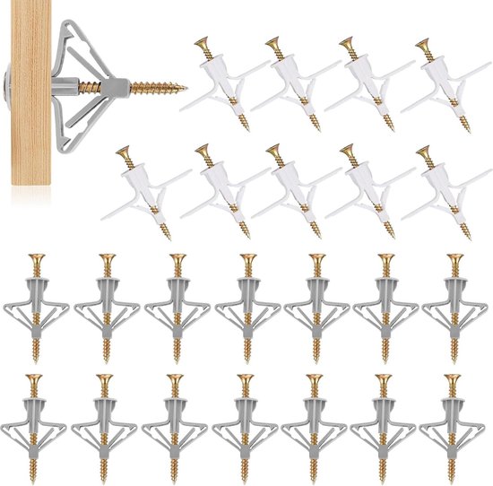 100 Pieces Drywall Plugs with Screws - Expansion Anchors for ...