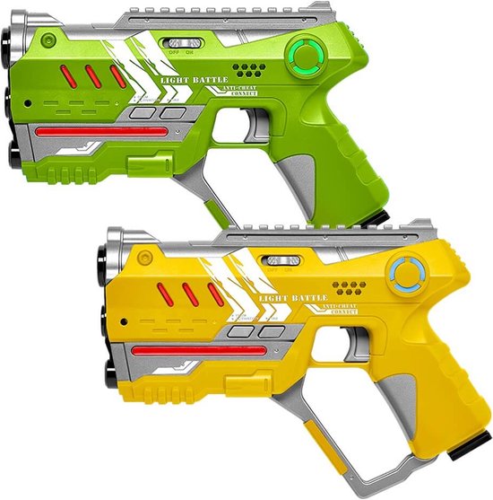 Light Battle Connect lasergun set - Geel/Groen - 2 Anti-cheat laserguns ...