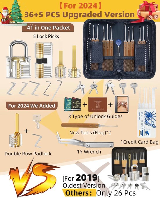 36-delige lock picking set met transparante sloten en E-gidsen voor ...