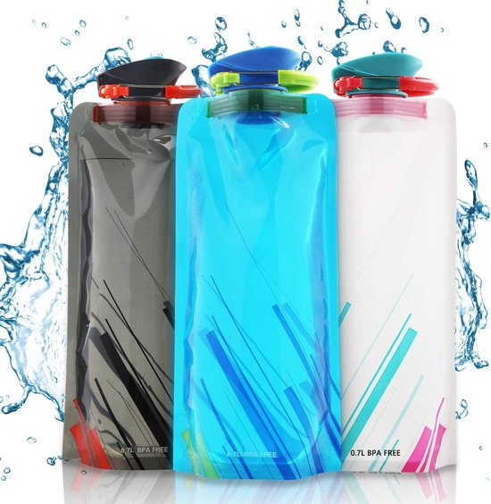 Flexibele Opvouwbare Waterflessen Set van 3 voor Avontuur en Reizen ...