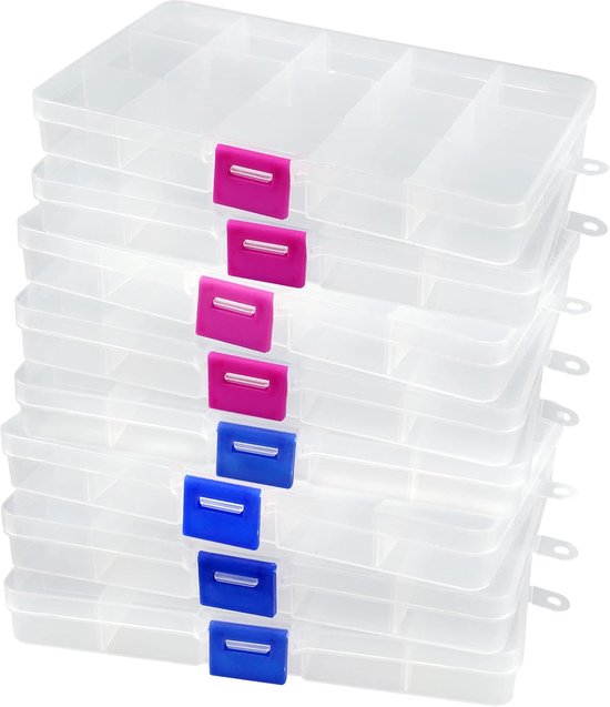 Plastic opbergdozen, 15 rastervakken, opbergdoos met verstelbare ...