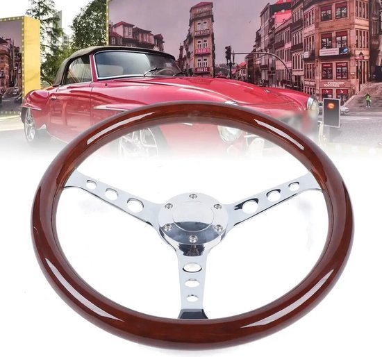 Mrs. Jones - Autostuur - Houten autostuur - 15 inch - Bouten vintage ...