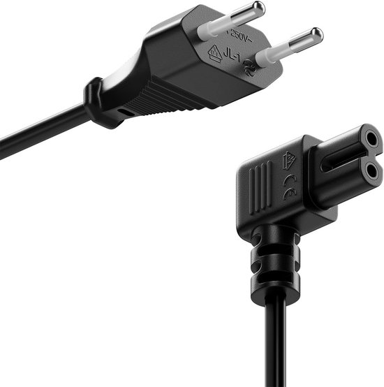 1m Stroomkabel C13 Eurostekker naar C7 Rechte Hoek (90°) - Universele ...
